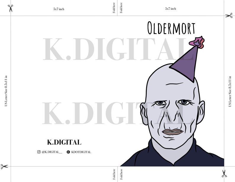 Oldermort, Harry Potter, Lord Voldemort, Birthday Card, Happy Birthday ...