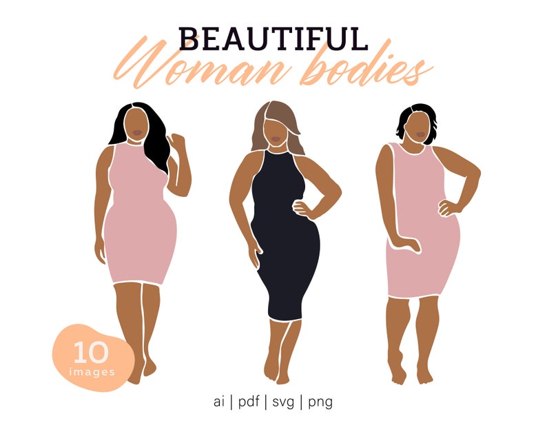 Plus Size Woman Clipart Curvy Black Girl Illustration Body - Etsy