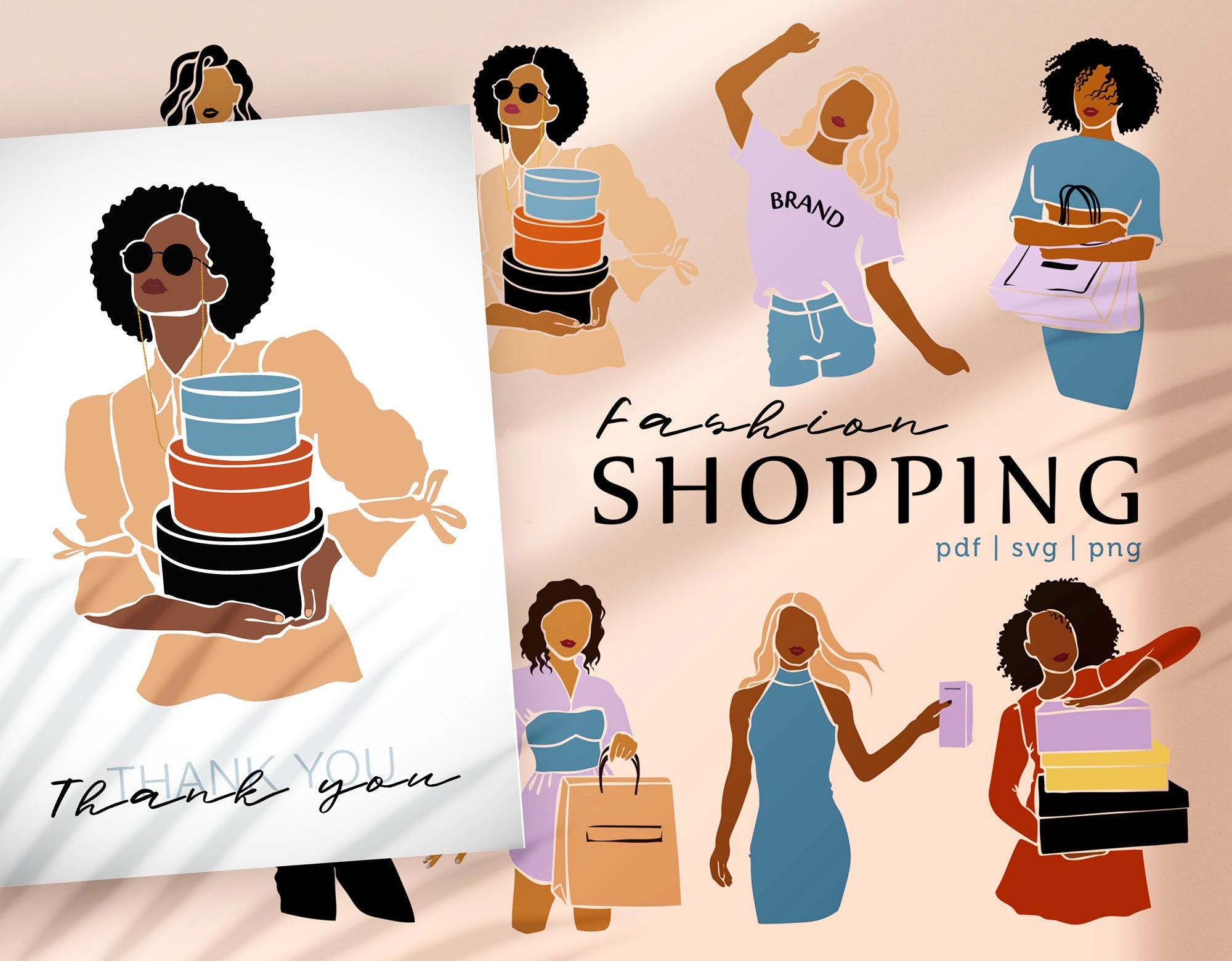 Shopping Woman Clipart Fashion Girl Clipart Black Girl With Packages ...