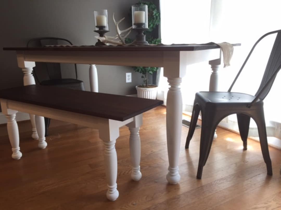 Farmhouse Table Turned Legs Solid Oak Solid Walnut Solid Ash Solid ...