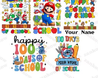 10+ Designs 100 Days of School Cartoon PNG Bundle, Happy 100 Days of ...