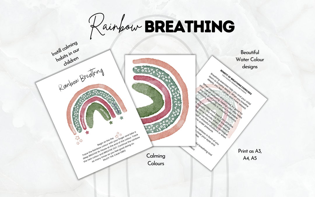 Rainbow Breathing, Breathe Work, Mental Health Poster, Relaxation for ...