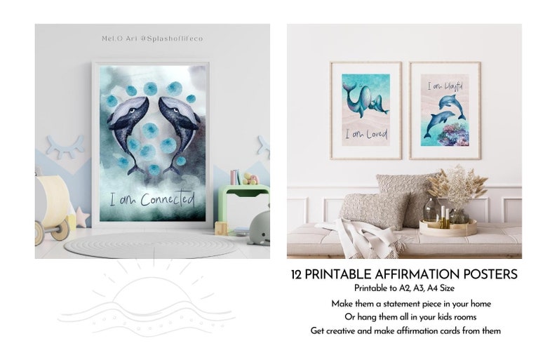 Affirmations for Kids, Ocean Art, Therapy Office Decor, Playroom Decor ...
