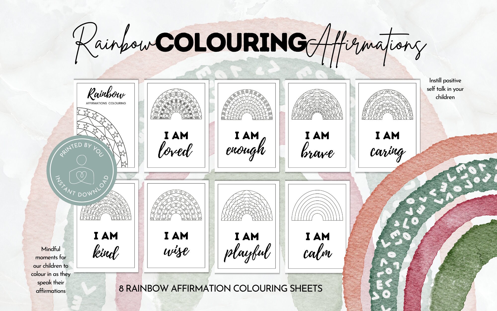 Rainbow Colouring, Mindful Colouring, Affirmations for Kids, Relaxation ...