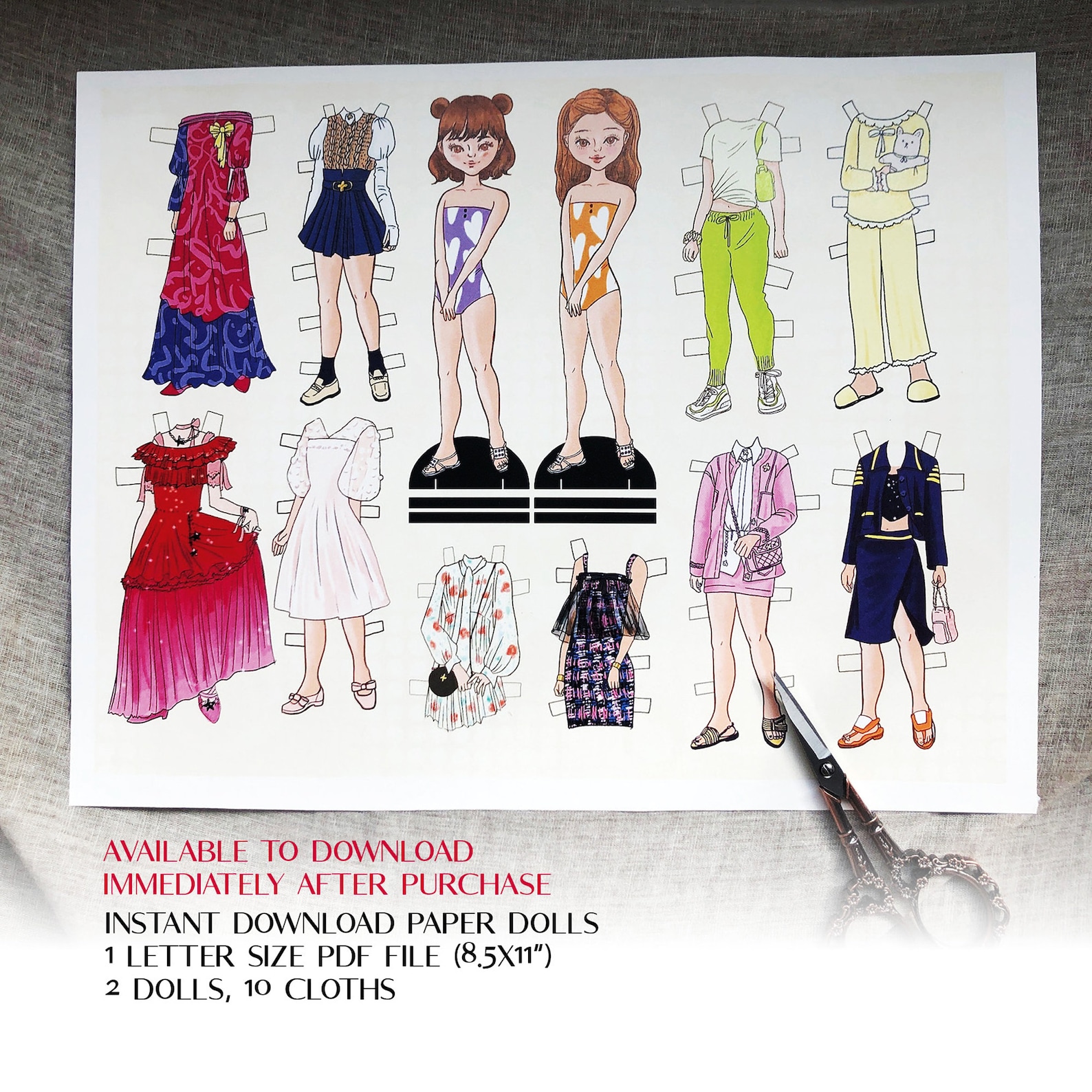 Printable Paper Dolls, Digital Download Paper Dolls, Paper Dolls ...