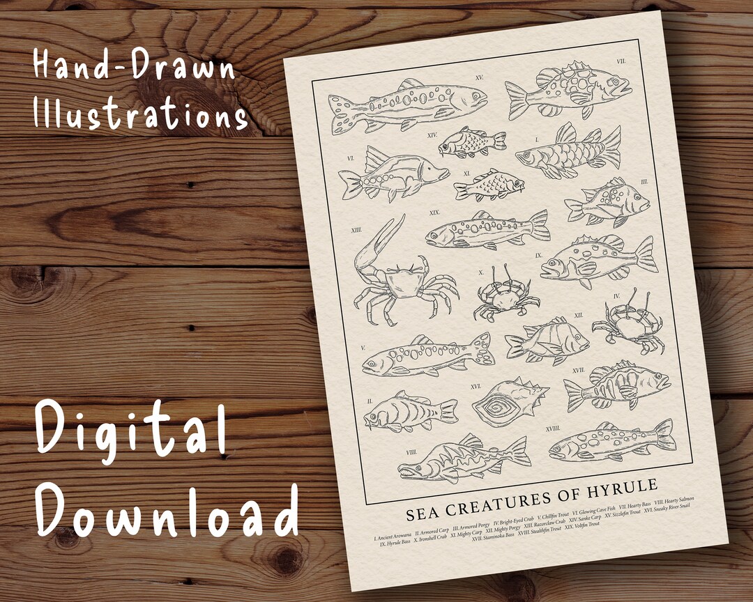 Sea Creatures of Hyrule - DIGITAL DOWNLOAD | Zelda Tears of the Kingdom ...