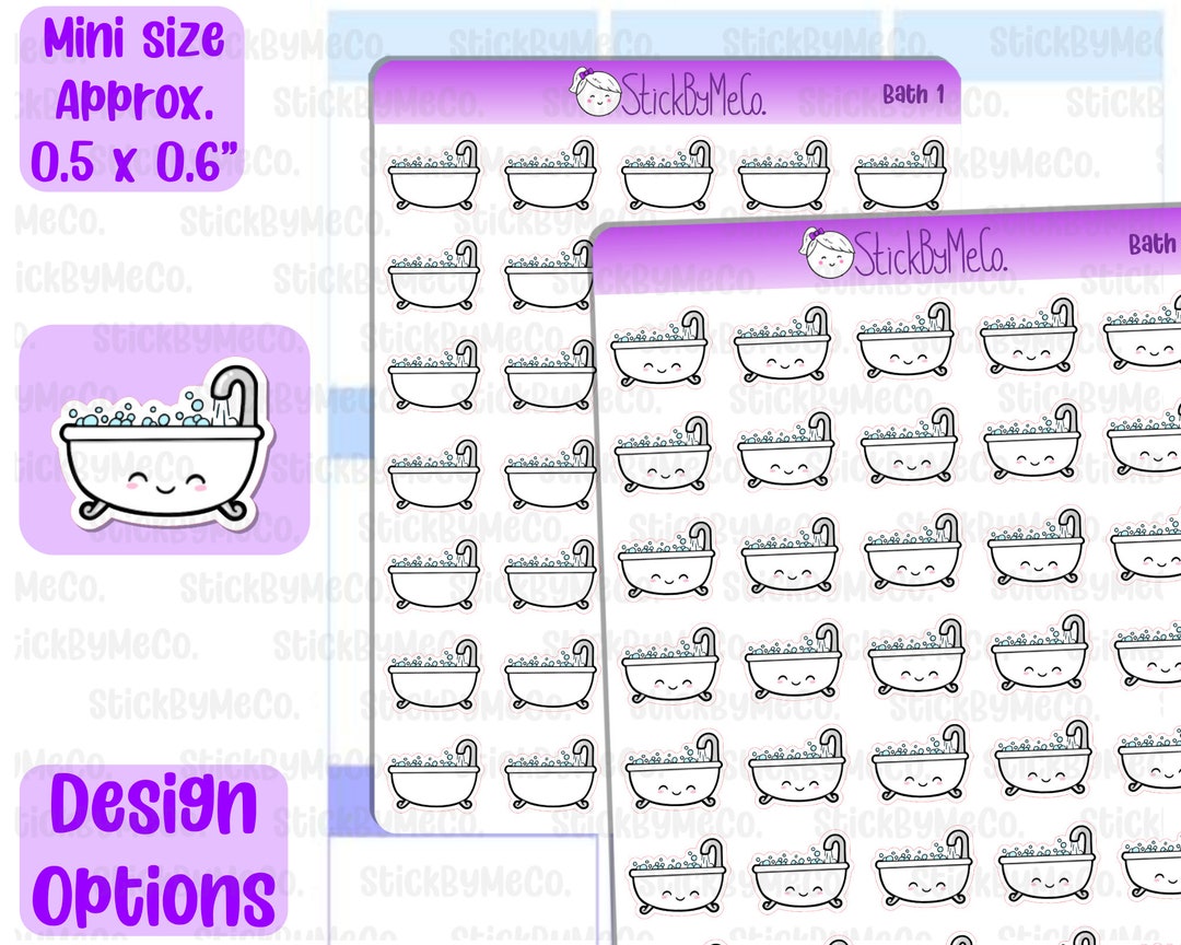 Bath Planner Sticker Doodles, Bath Sticker, Bubble Bath Sticker, Mini ...