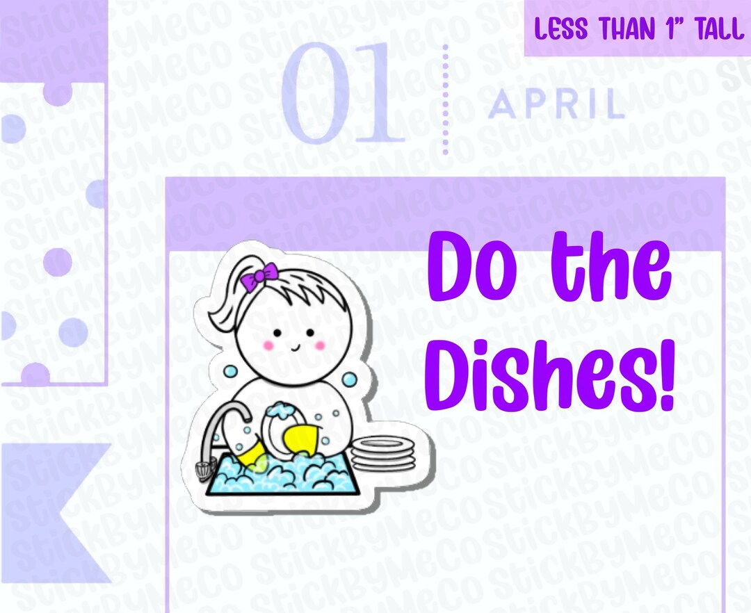 Wash the Dishes Planner Stickers, Do the Dishes Stickers, Housework ...
