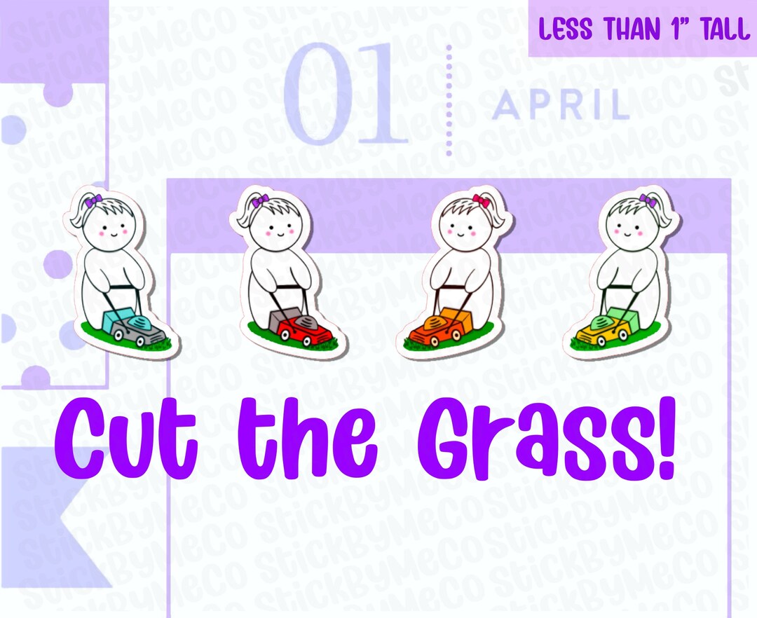 Cut Grass Planner Stickers, Mow the Lawn Stickers, Gardening Stickers ...