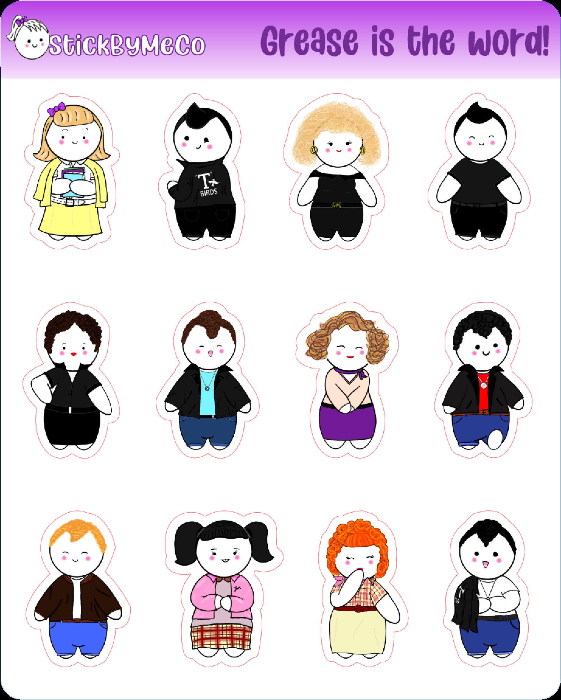 Grease is the word stickers character planner stickers Movie | Etsy
