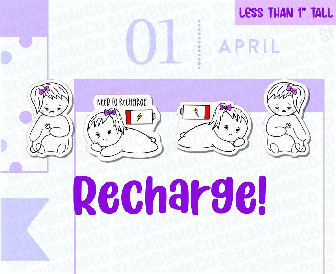 Recharge Planner Stickers, Burnt Out Stickers, Tired Stickers ...