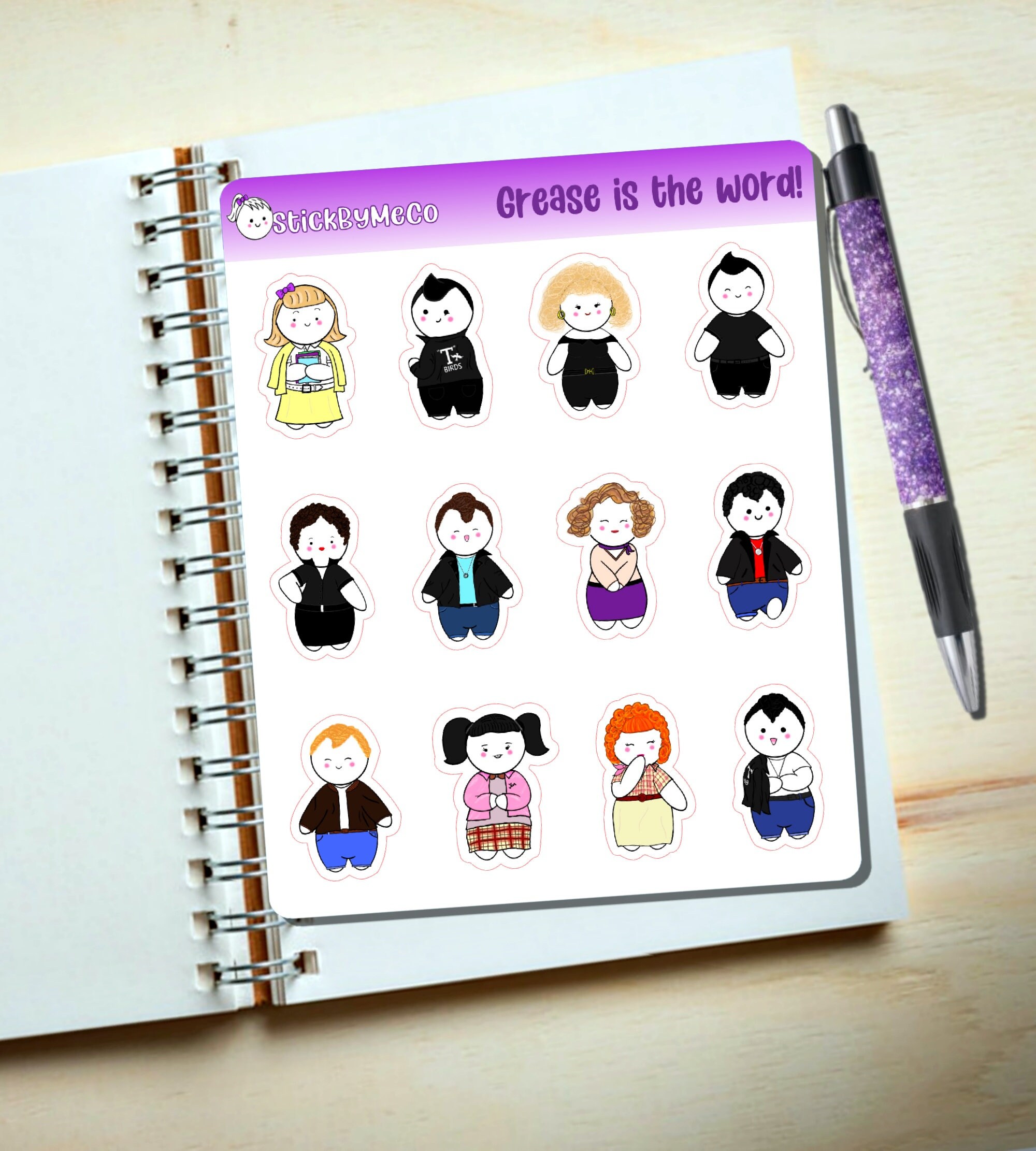 Grease is the word stickers character planner stickers Movie | Etsy