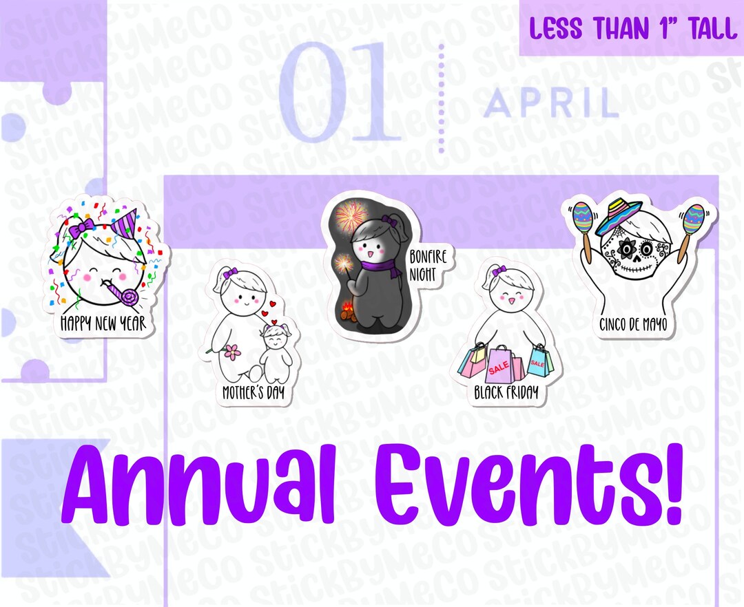 Annual Holiday Planner Stickers, Holiday Stickers, Yearly Planner ...