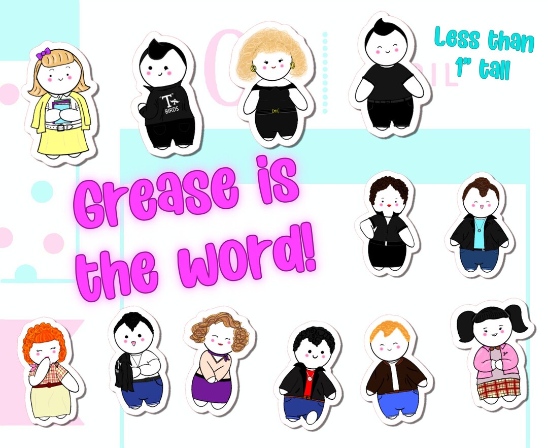 Grease is the Word Stickers, Character Planner Stickers, Movie ...