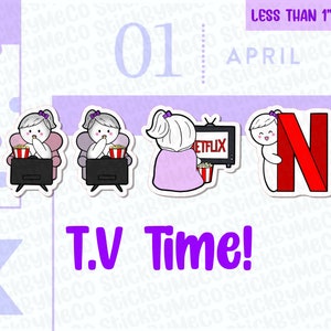 Netflix Planner Stickers, Binge Watch Stickers, Watching TV Stickers ...