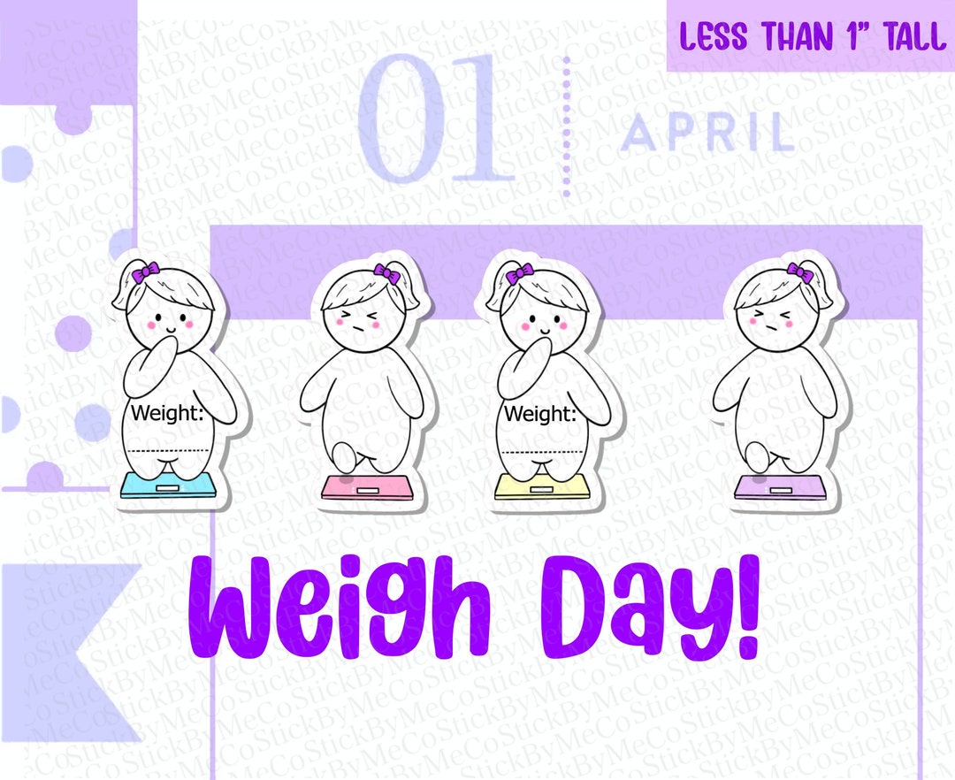Weigh Day Planner Stickers, Weight Tracker Stickers, Weigh in Stickers ...