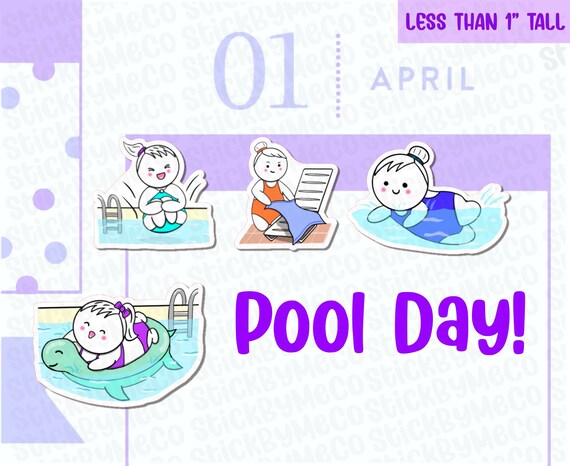 Pool Day Planner Stickers 23 Stickers High Gloss Water Resistant ...
