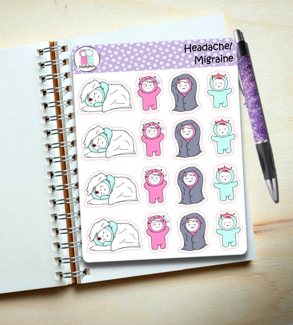 Headache Planner Stickers Headache stickers Migraine | Etsy