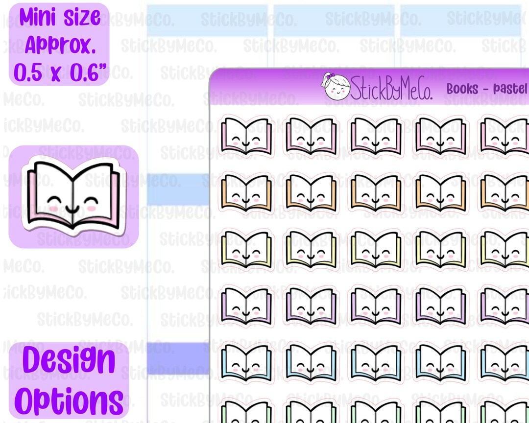 Book Planner Stickers, Doodle Stickers, Mini Planner Stickers, Book ...