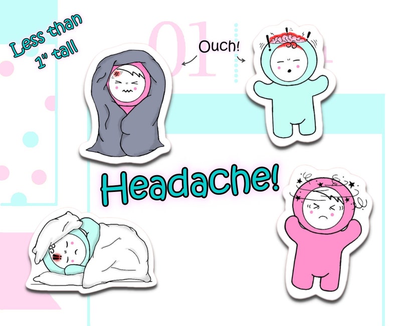 Headache Planner Stickers Headache stickers Migraine | Etsy