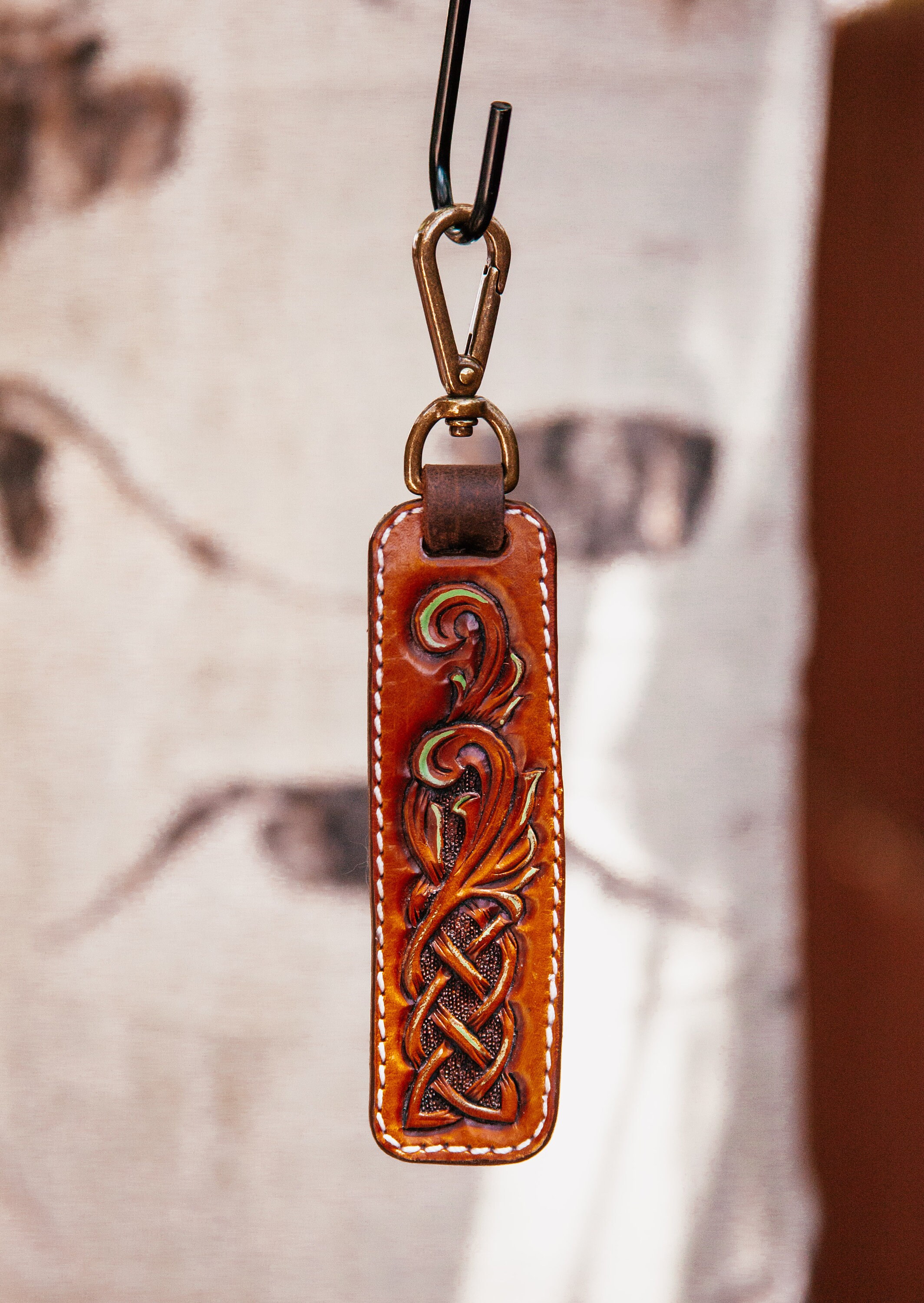 Celtic Knot Tooled Leather Keychain - Etsy