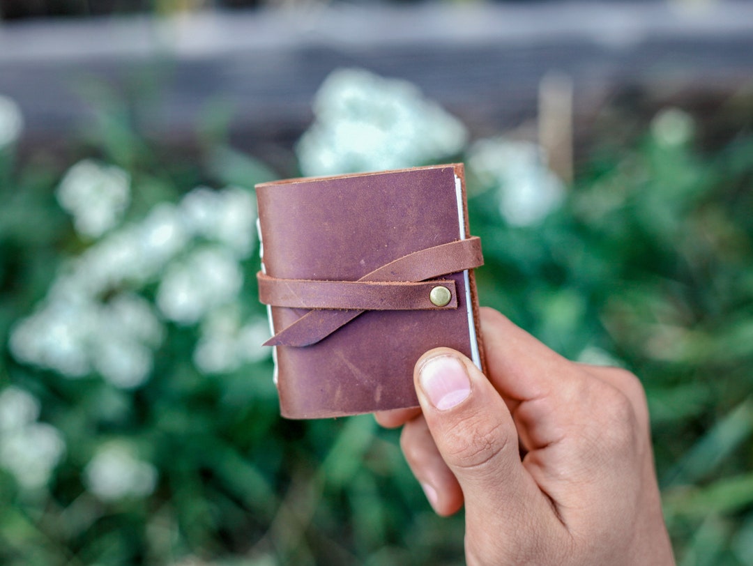 Mini Leather Notebook, Miniature Leather Wrap Journal, Drawing Paper ...