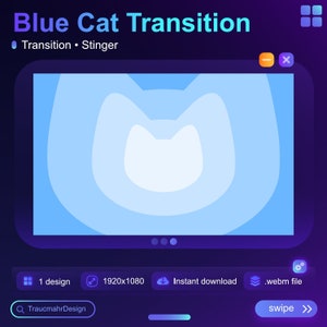 Blue Cat | Animated Transition | Stinger | Stream Animation | Overlay ...