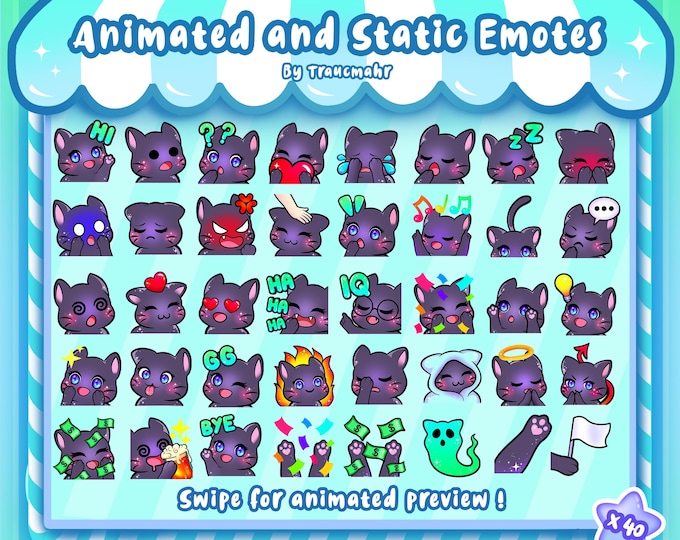 PACK 2 Cat Memes Emote Bundle Funny Cats, Kawaii Cats 28 Cat Emotes for ...