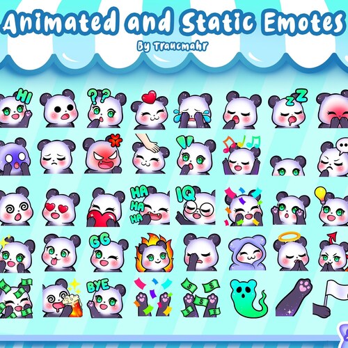 28 Twitch Discord Emotes Cute Panda Kawai Emoji Chibi Etsy