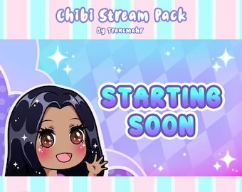 Cute Brown Hair Chibi Overlays Scenes and Alerts Pack for | Etsy