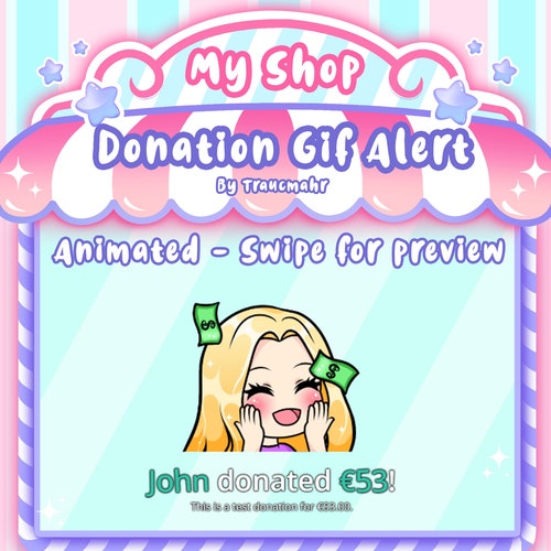 Animated Gif Raid Host Alerts of a Cute Chibi Blonde Hair - Etsy