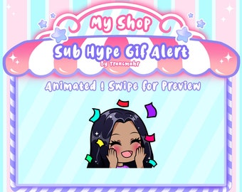 Animated Gif New Follower Alert of a Cute Chibi Black Hair | Etsy