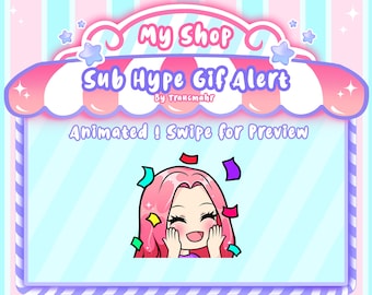 Animated Gif New Follower Alert of a Cute Chibi Pink Hair Girl | Etsy