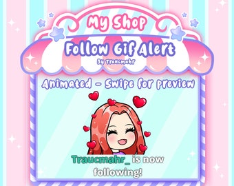 Animated Gif New Follower Alert of a Cute Chibi Brown Hair | Etsy