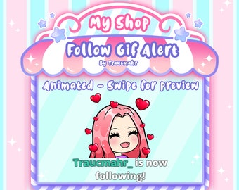 Animated Cute Chibi Brunette Girl LOVE GIF / Alert for Your Stream ...