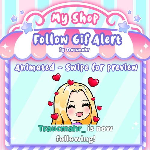 ANIMATED Gif Subscriber / Sub Hype Alert of a Cute Chibi - Etsy
