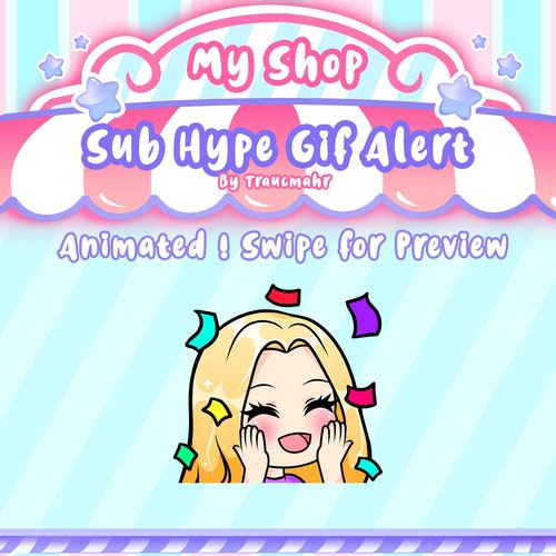 ANIMATED Gif Subscriber / Sub Hype Alert of a Cute Chibi - Etsy