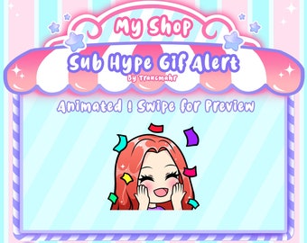 Animated Gif New Follower Alert of a Cute Chibi Red Hair Girl | Etsy