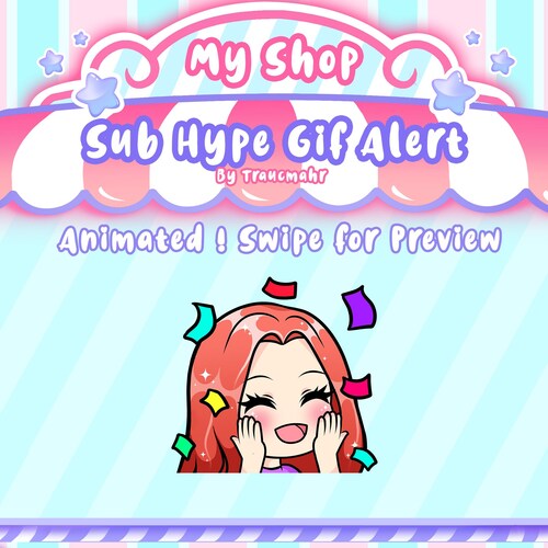 ANIMATED Gif Raid Host Alerts of a Cute Chibi Red Hair Girl - Etsy