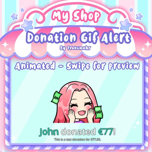 Animated Gif New Follower Alert of a Cute Chibi Pink Hair Girl - Etsy