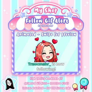 Animated Gif New Follower Alert of a Cute Chibi Red Hair Girl for Your ...