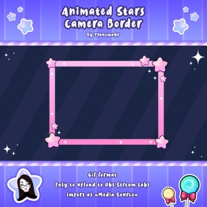 ANIMATED Pink Stars Camera Border for Your Stream ! Twitch and Obs ...