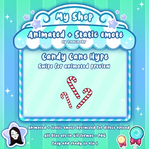 ANIMATED + STATIC, Christmas Emote, Candy Cane Emote, Hype Emote, Food ...