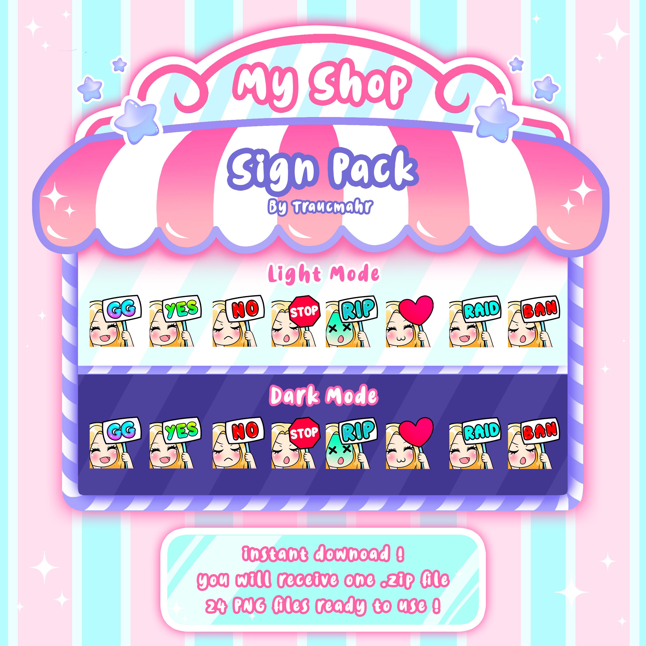 Sign Emote Pack Blonde Hair for Twitch Discord Mixer and - Etsy Canada