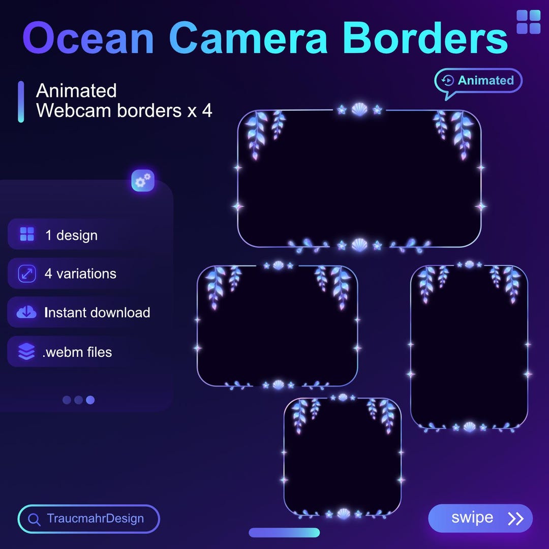Ocean Webcam Borders | Camera Borders | Overlay | Vtuber | Clam, Sea ...