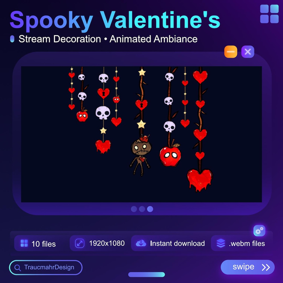 Spooky Valentine's Animated Stream Decoration | Creepy, Horror, Love ...