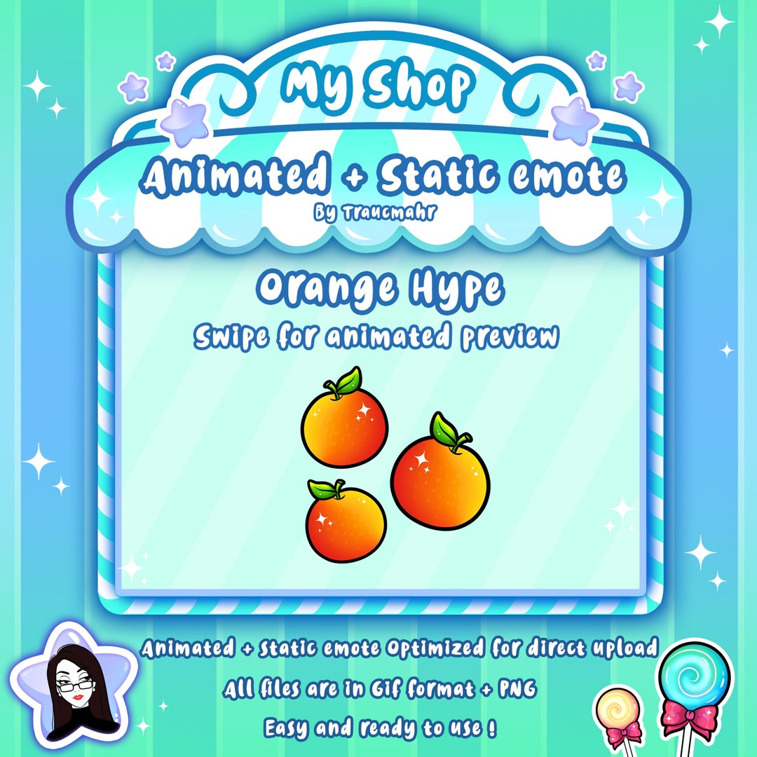 ANIMATED + STATIC EMOTE, Orange Emote, Orange Hype, Fruit Emote, Orange ...