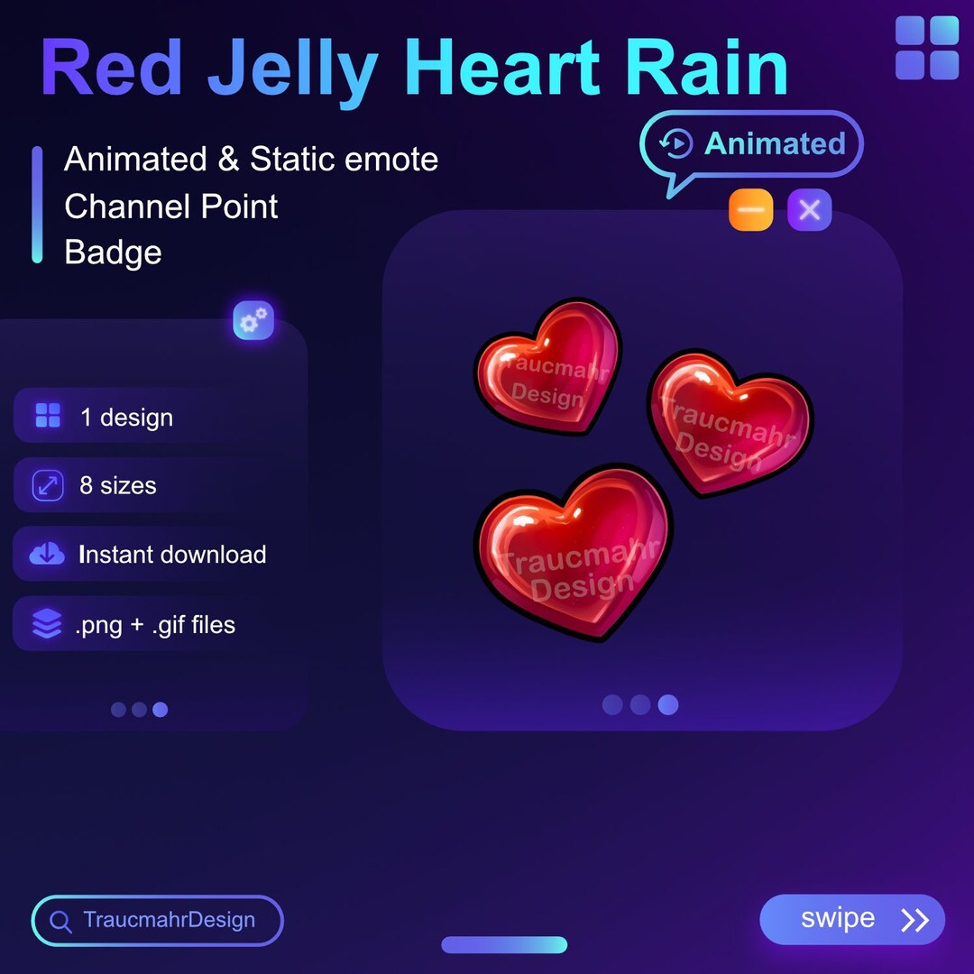 Red Heart Animated Emote, Rain, Love, Hype | Emote | Channel Point ...