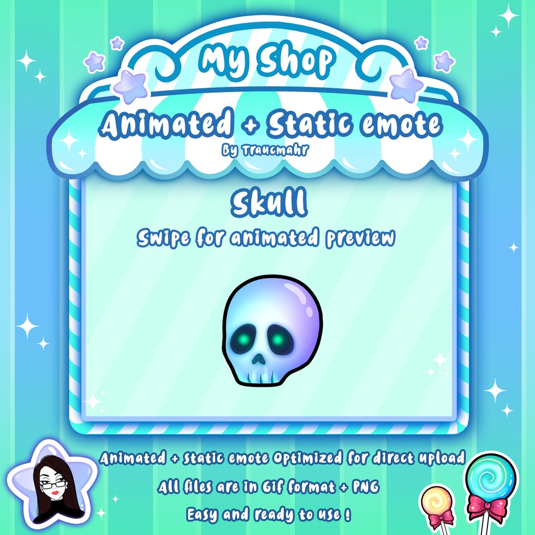 ANIMATED + STATIC, Skull Emote, Skeleton Halloween Emote, Hype Emote ...