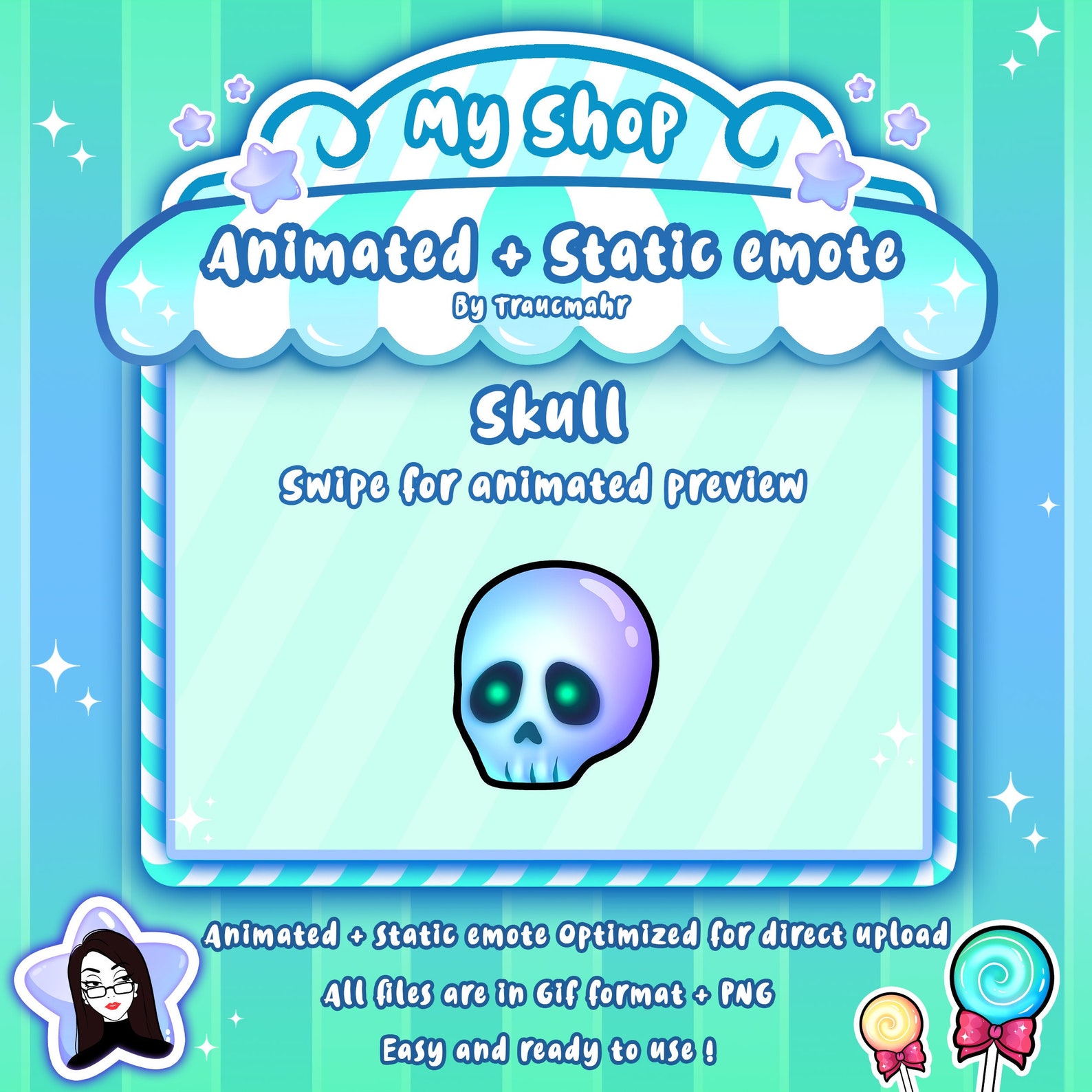 ANIMATED + STATIC, Skull Emote, Skeleton Halloween Emote, Hype Emote ...